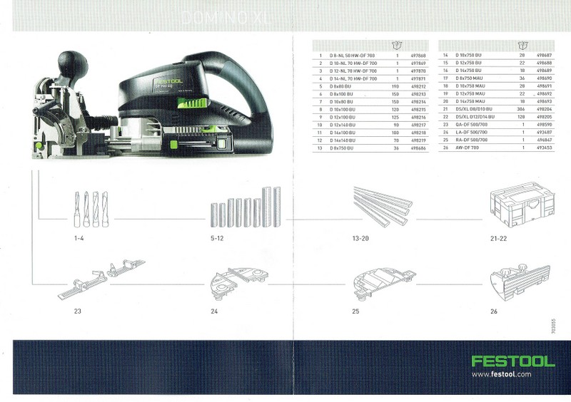 Festool DOMINO freesmachine XL DF700EQ-Plus met D 12 frees in systainer ...