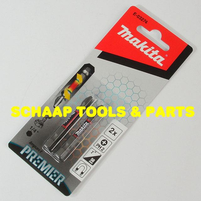 Makita Bit - Slagschroefbit PH2 x 50mm Impact Premier per 2 verpakt | E ...
