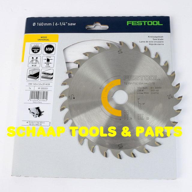 Festool Cirkelzaagblad 160x20x1,8 mm 28 tanden Wisseltand (W) TS55F ...
