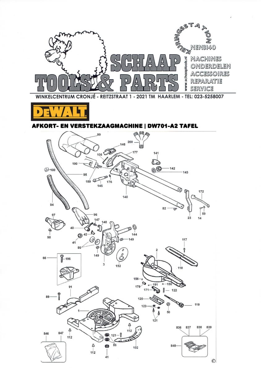 DeWalt Afkort- en verstekzaagmachine | DW701-A2 | Schaap Tools & Parts