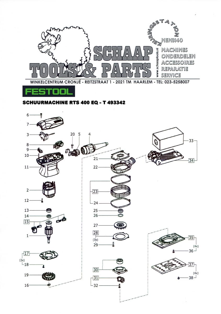 Festool Schuurmachine rechthoekige schuurzool RTS 400 EQ | T 493342 ...