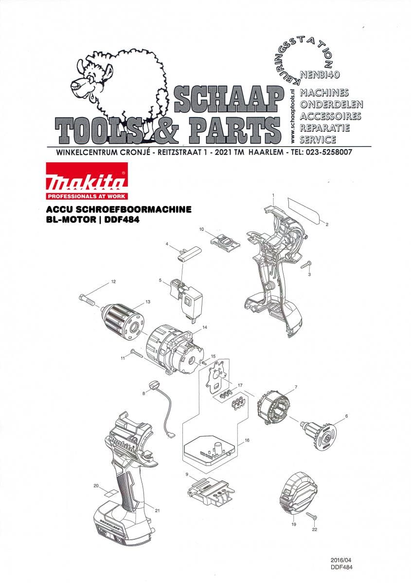 Makita Accu boor- en schroefmachine 18 volt BL-motor | DDF484 | Schaap ...